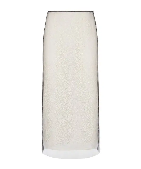 Fendi Lace Detailed Layered Midi Skirt - White