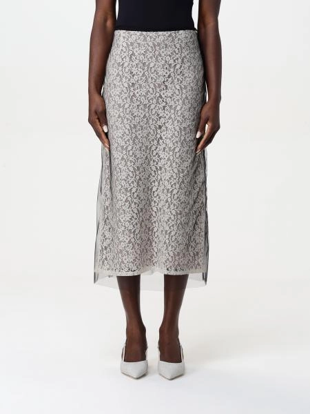 Fendi Lace Detailed Layered Midi Skirt - White