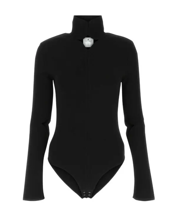 COURREGES Courrèges High-neck Cut-out Long-sleeve Bodysuit - Black
