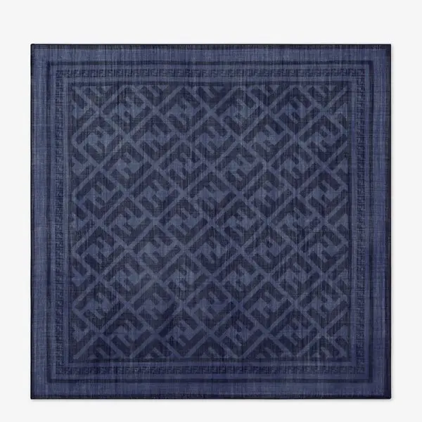 Fendi Ff Printed Square Bandana - Blue