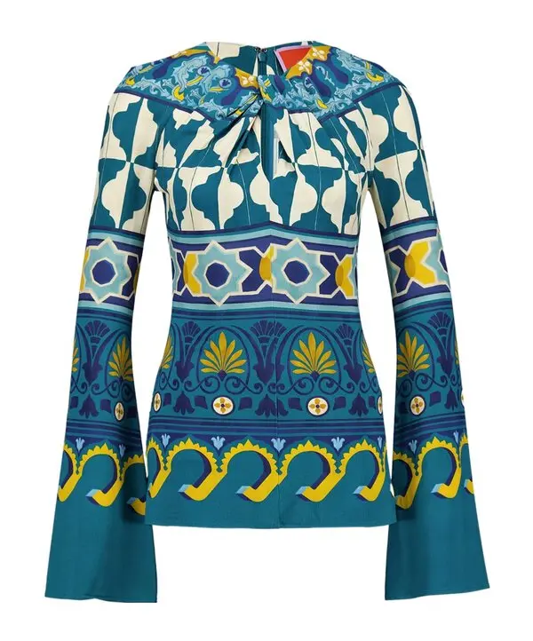 La DoubleJ Superflare Blouse With Horn Sleeves And Printed Design