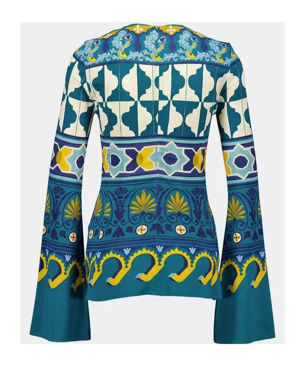 La DoubleJ Superflare Blouse With Horn Sleeves And Printed Design
