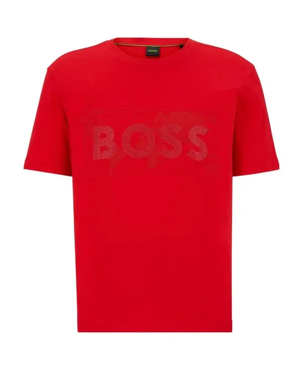 Hugo Boss Logo-studded Cotton T-shirt - Red