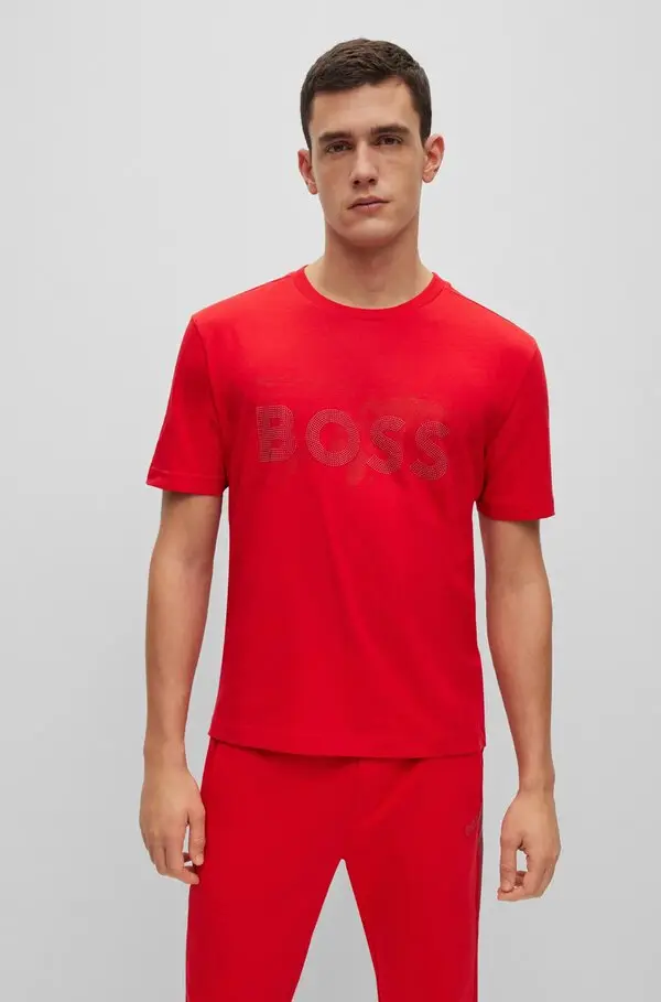 Hugo Boss Logo-studded Cotton T-shirt - Red