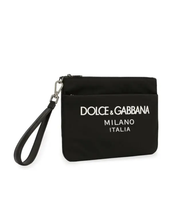 Dolce & Gabbana Logo Print Zipped Clutch Bag