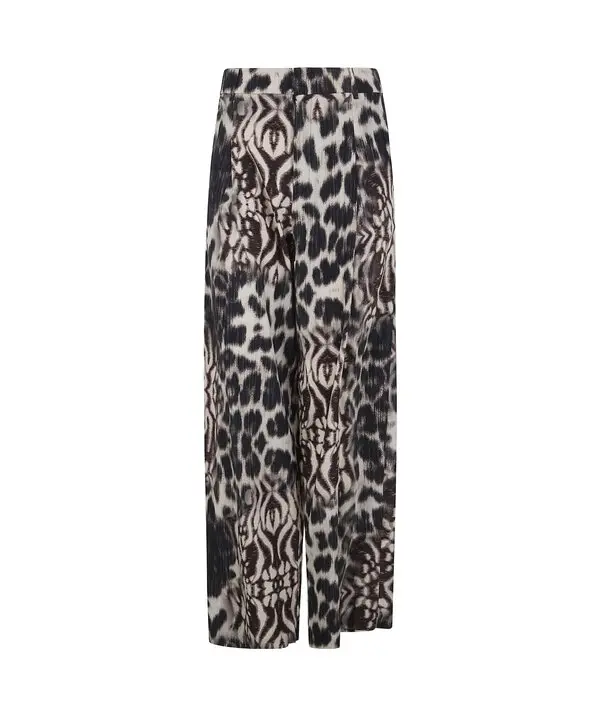 PIERRE-LOUIS MASCIA Animal Print Wide Leg Trousers - Black