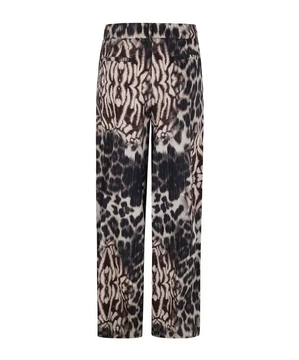 PIERRE-LOUIS MASCIA Animal Print Wide Leg Trousers - Black