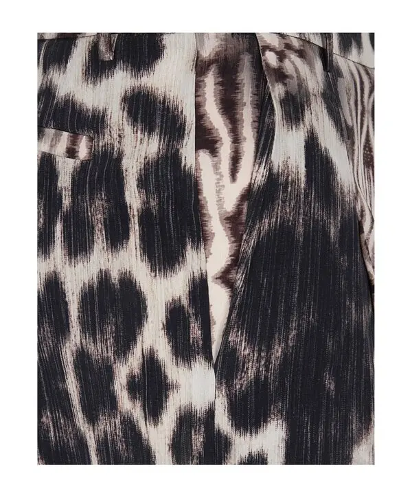 PIERRE-LOUIS MASCIA Animal Print Wide Leg Trousers - Black