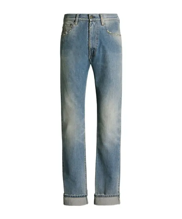 MAISON MARGIELA Distressed Belt Ring Denim Trousers - No