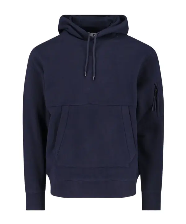 C.P. COMPANY Fleece Hoodie With Lens Detail - Navy Blue