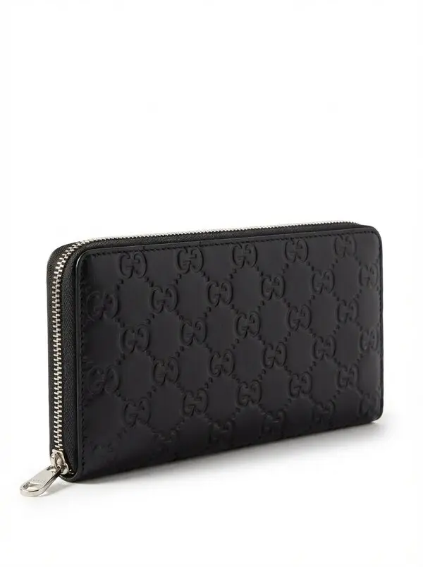 Gucci Gg Emblem Zip Around Wallet - Black