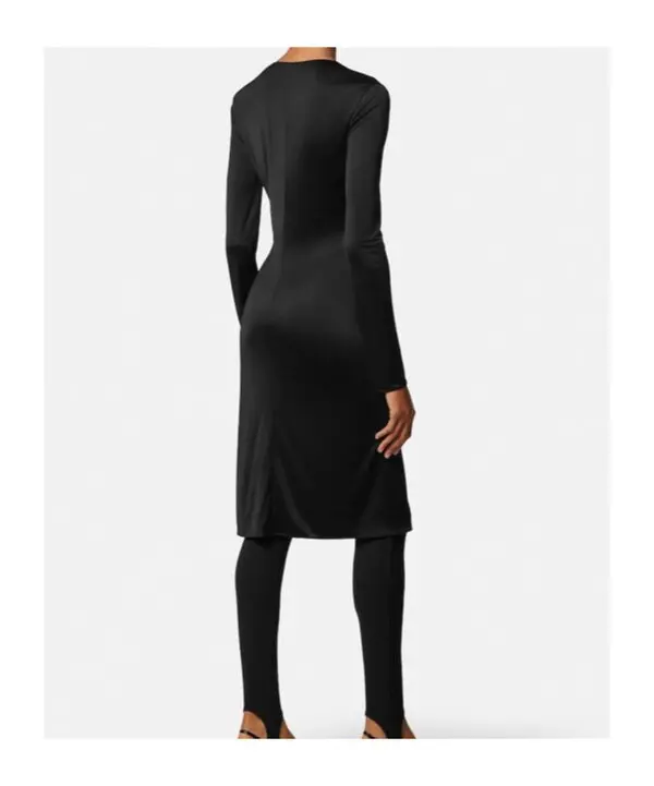 Versace Long-sleeved V-neck Draped Dress