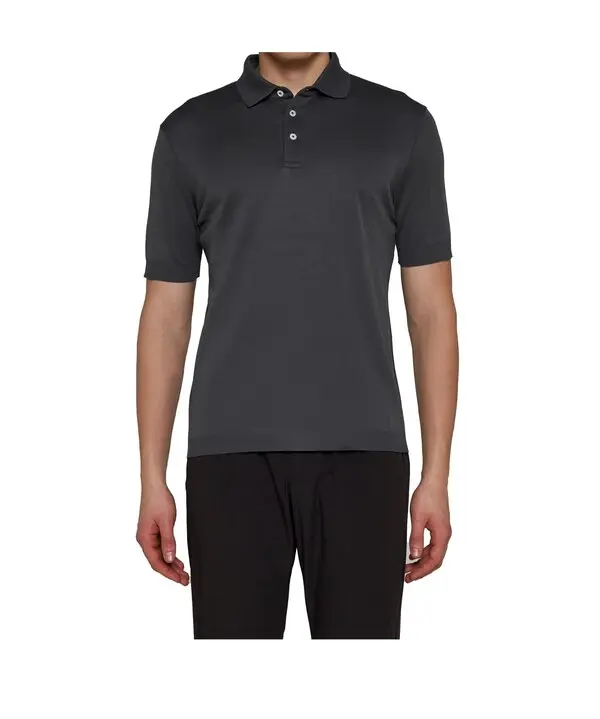 Herno Short-sleeved Knitted Polo Shirt - Black