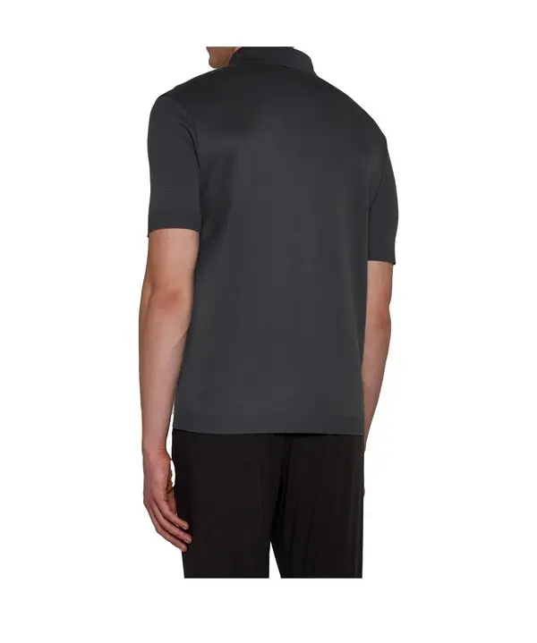 Herno Short-sleeved Knitted Polo Shirt - Black