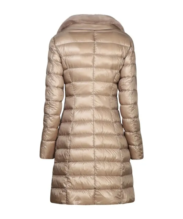 Herno High-neck Down Coat With Removable Faux Fur Collar - Beige