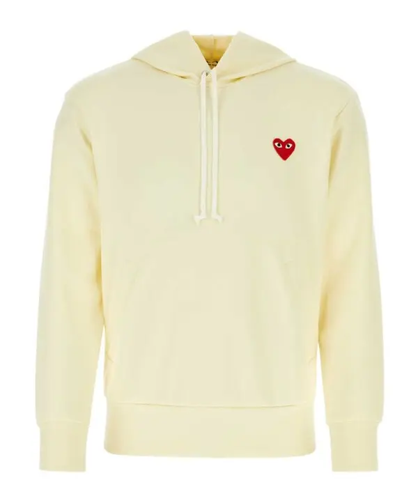 Play Comme Des Garcon Long-sleeved Hooded Hoodie With Signature Patch - Nude