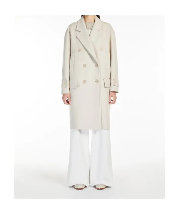 Max Mara Nogara Double Breasted Coat - White