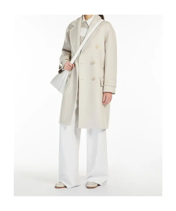 Max Mara Nogara Double Breasted Coat - White