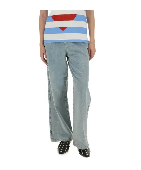 Moschino Drawstring Wide Leg Jeans - Blue