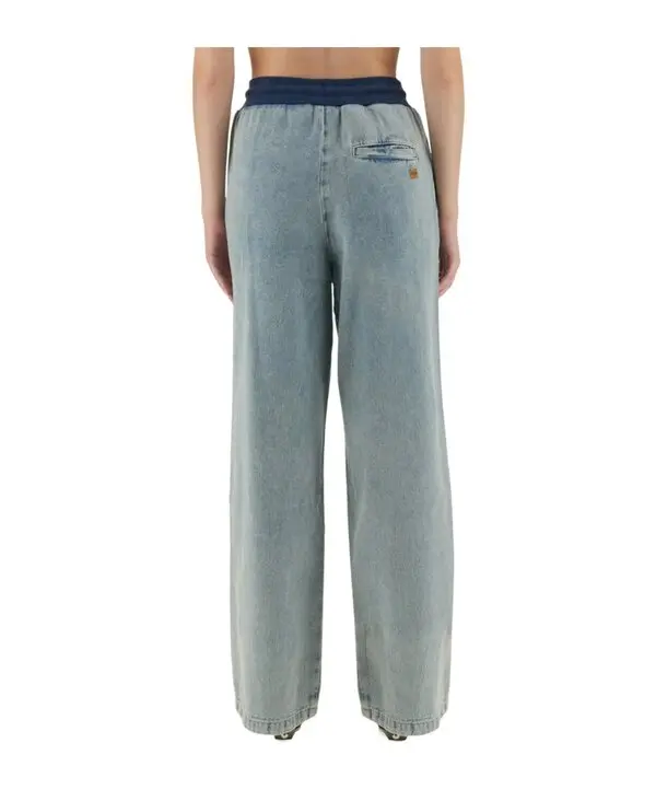 Moschino Drawstring Wide Leg Jeans - Blue