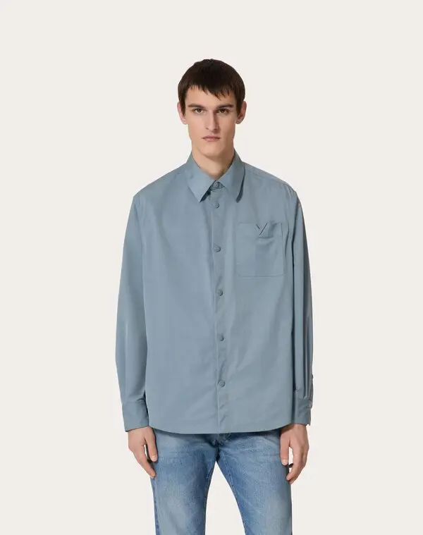 Valentino Garavani Logo Plaque Buttoned Shirt Jacket