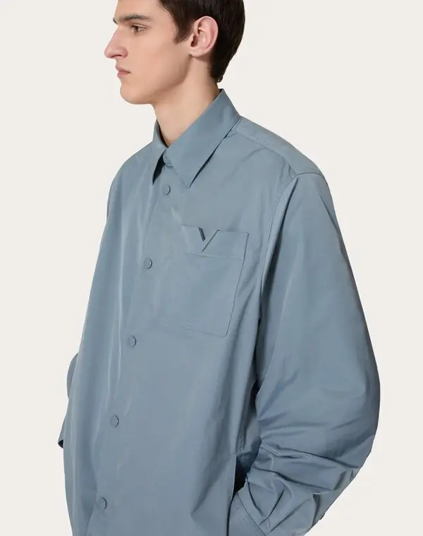 Valentino Garavani Logo Plaque Buttoned Shirt Jacket