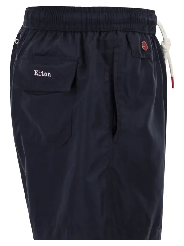 Kiton Drawstring Swim Shorts - Black