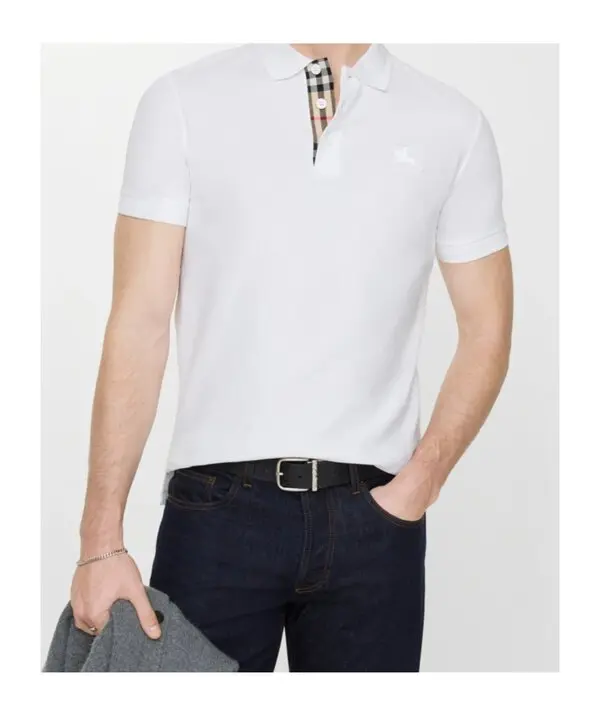 Burberry Ekd Embroidered Short-sleeve Polo Shirt - White