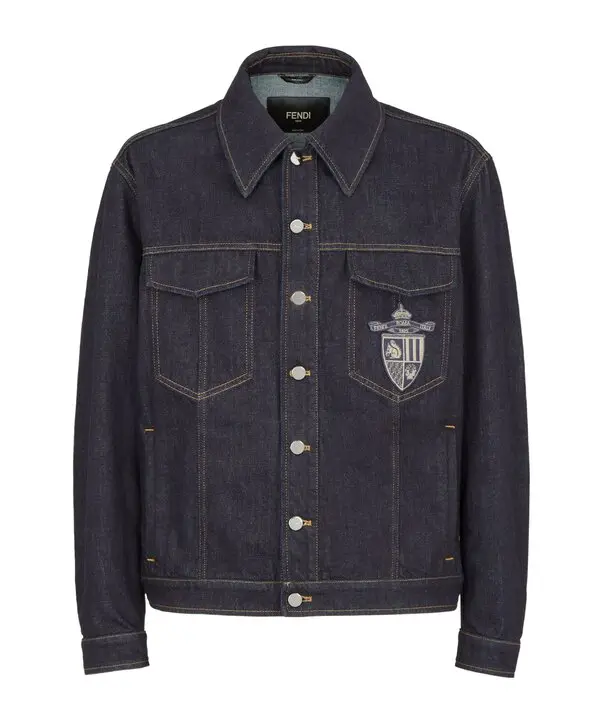 Fendi Crest Embroidered Denim Jacket