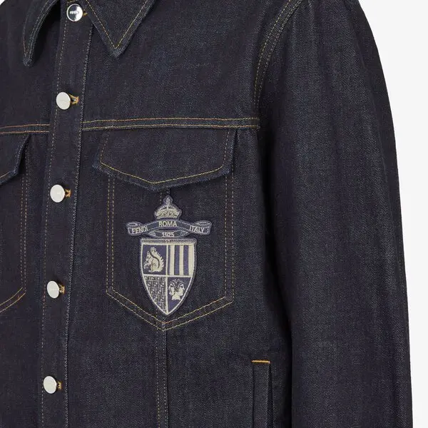 Fendi Crest Embroidered Denim Jacket