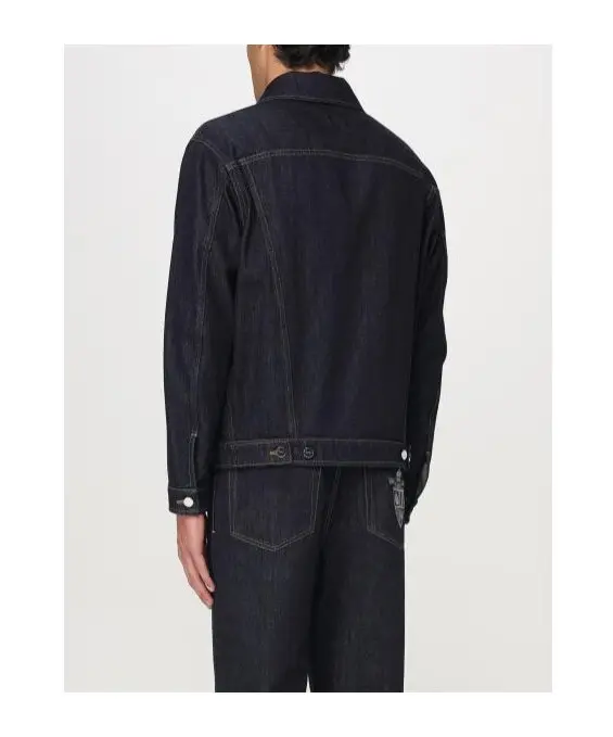 Fendi Crest Embroidered Denim Jacket - Blue