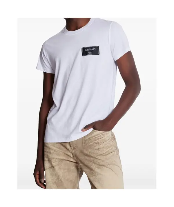 Balmain Logo Patch Crewneck T-shirt - White