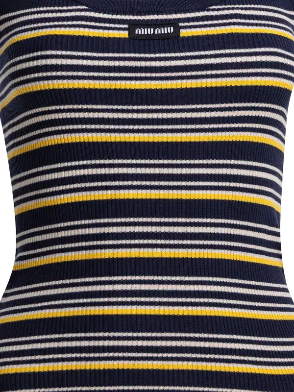 Miu Miu Striped Ribbed Vest
