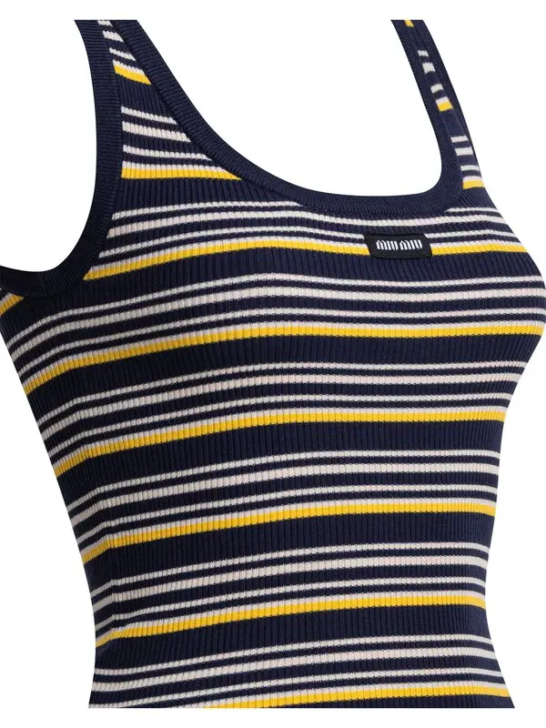 Miu Miu Striped Ribbed Vest
