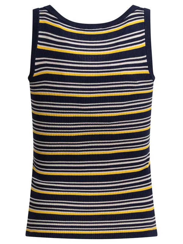 Miu Miu Striped Ribbed Vest - Blue