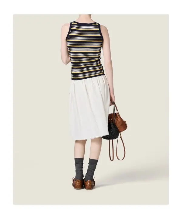 Miu Miu Striped Ribbed Vest - Blue