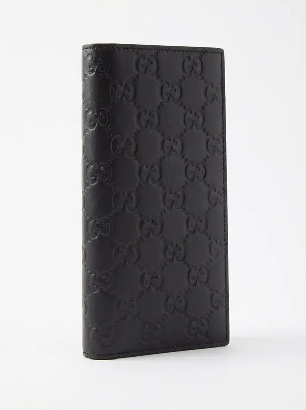 Gucci Gg Emblem Long Wallet - Black