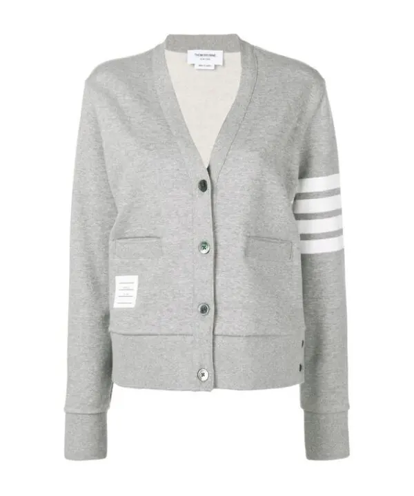 Thom Browne Four-bar Sleeve Cardigan - Gray