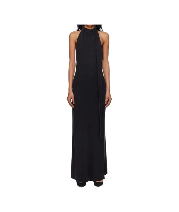 ST. AGNI Diagonal Neckline Dress - Black