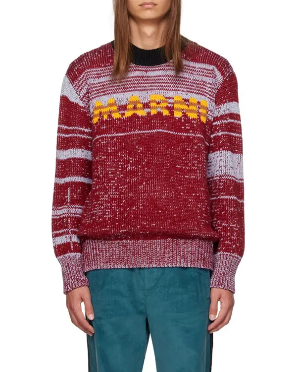 Marni Logo Intarsia Crewneck Jumper - Red