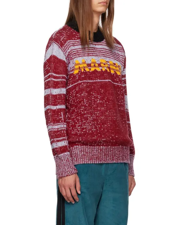Marni Logo Intarsia Crewneck Jumper - Red