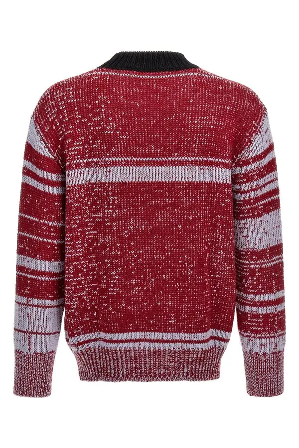 Marni Logo Intarsia Crewneck Jumper - Red