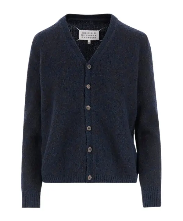 MAISON MARGIELA V-neck Knitted Cardigan - Navy Blue