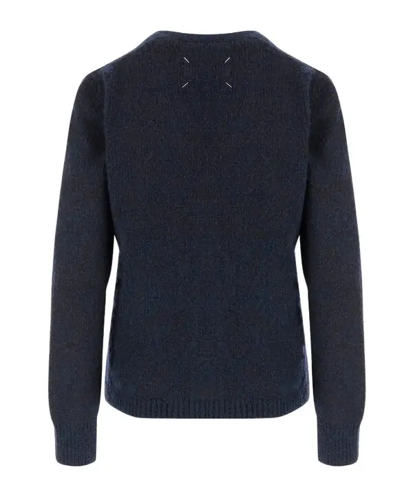 MAISON MARGIELA V-neck Knitted Cardigan - Navy Blue