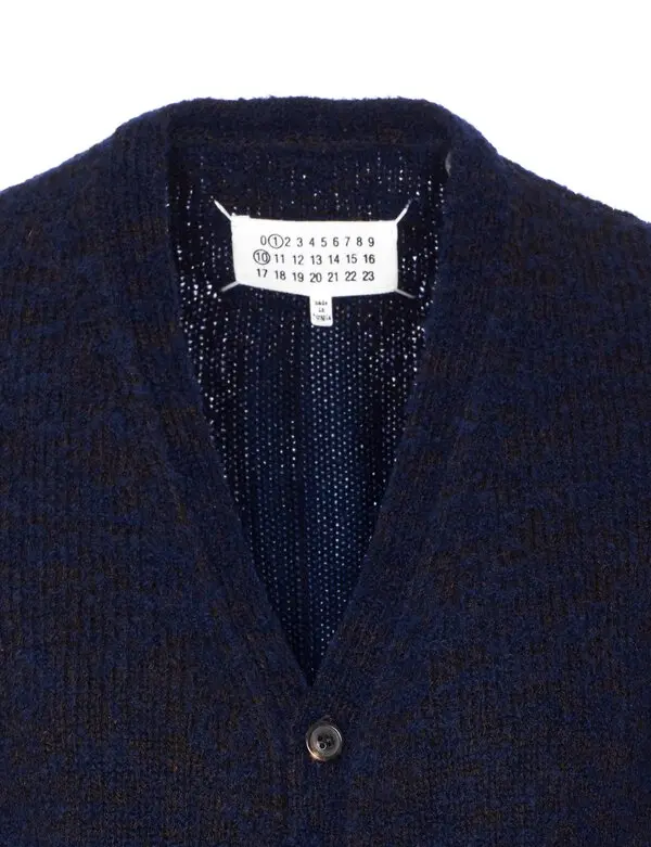 MAISON MARGIELA V-neck Knitted Cardigan - Navy Blue