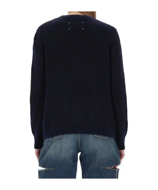 MAISON MARGIELA V-neck Knitted Cardigan - Navy Blue