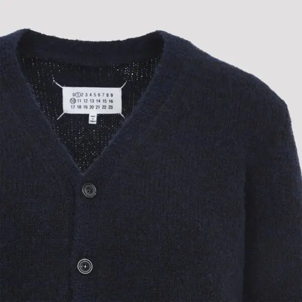 MAISON MARGIELA V-neck Knitted Cardigan - Navy Blue
