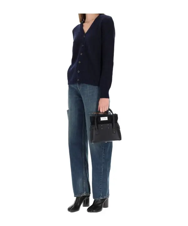 MAISON MARGIELA V-neck Knitted Cardigan - Navy Blue