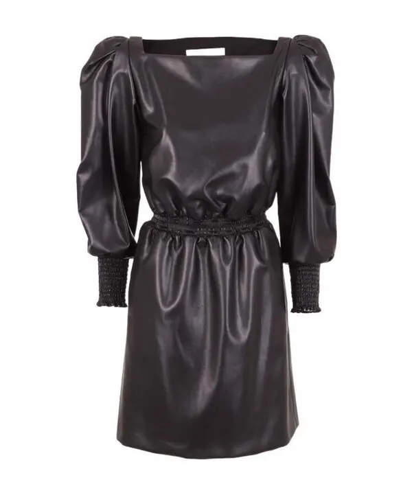 Philosophy Di Lorenzo Serafini Faux-leather Mini Dress With Square Neckline