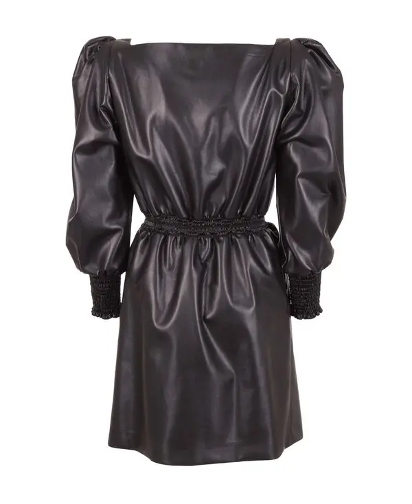 Philosophy Di Lorenzo Serafini Faux-leather Mini Dress With Square Neckline